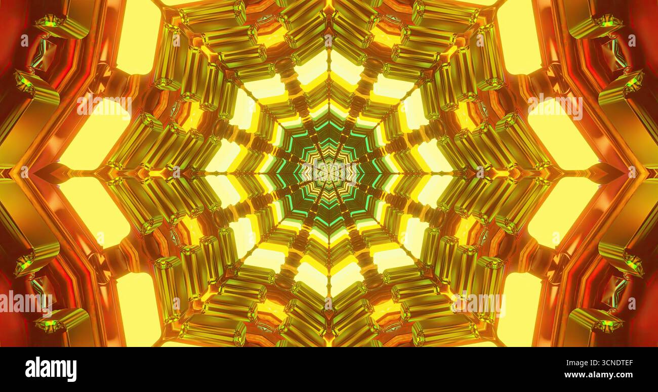 Bright and vibrant colors shine in intricate geometric shapes, creating ...