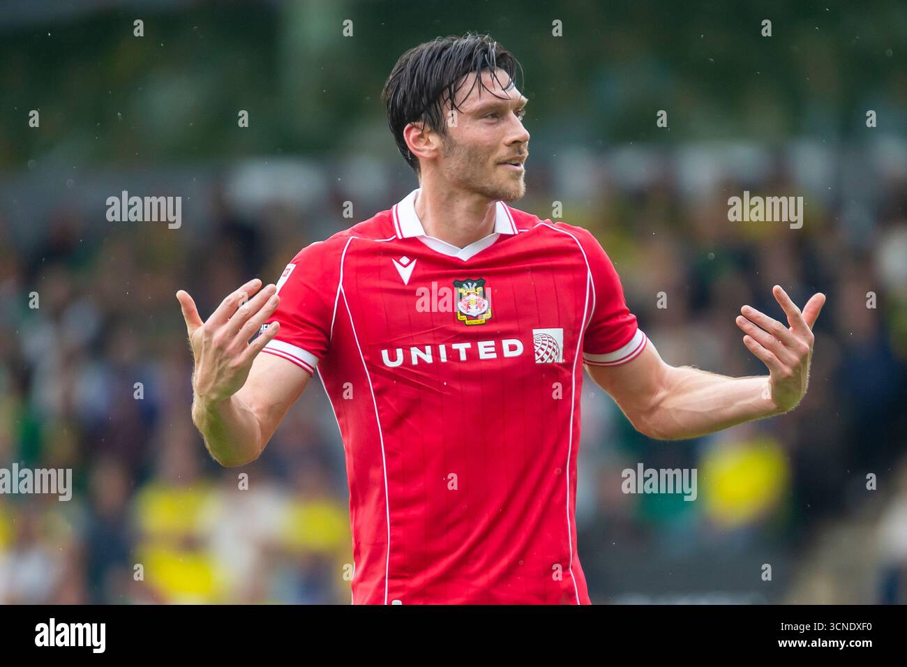 Kieffer Moore of Wrexham interacts with the supporters during the Sky ...