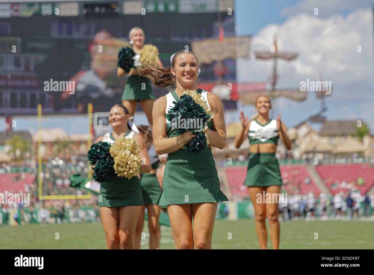 Tampa, FL USA: South Florida Bulls cheerleaders entertain the fans ...