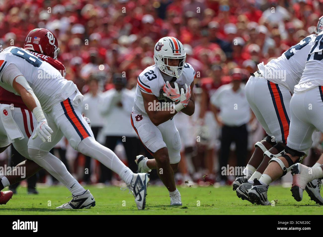 NORMAN, OK - SEPTEMBER 20: Auburn running back Jeremiah Cobb (23) runs ...