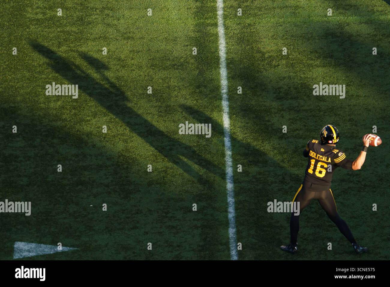 Hamilton Tiger Cats quarterback Jake Dolegala during warm up prior to ...
