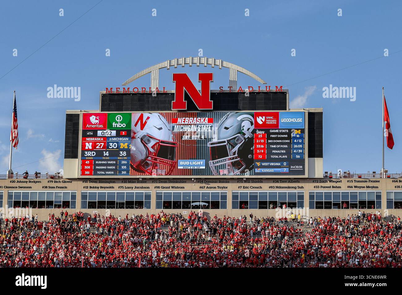 September 20, 2025 Lincoln, NE. U.S. - North scoreboard above Tom ...