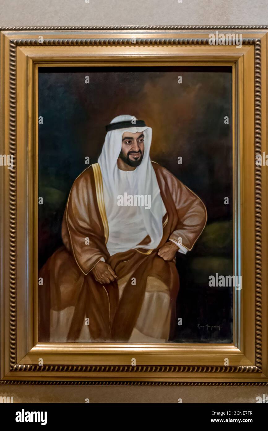 UAE - Abu Dhabi - Emirates Palace - Portrait of Sheikh Zayed in an ...