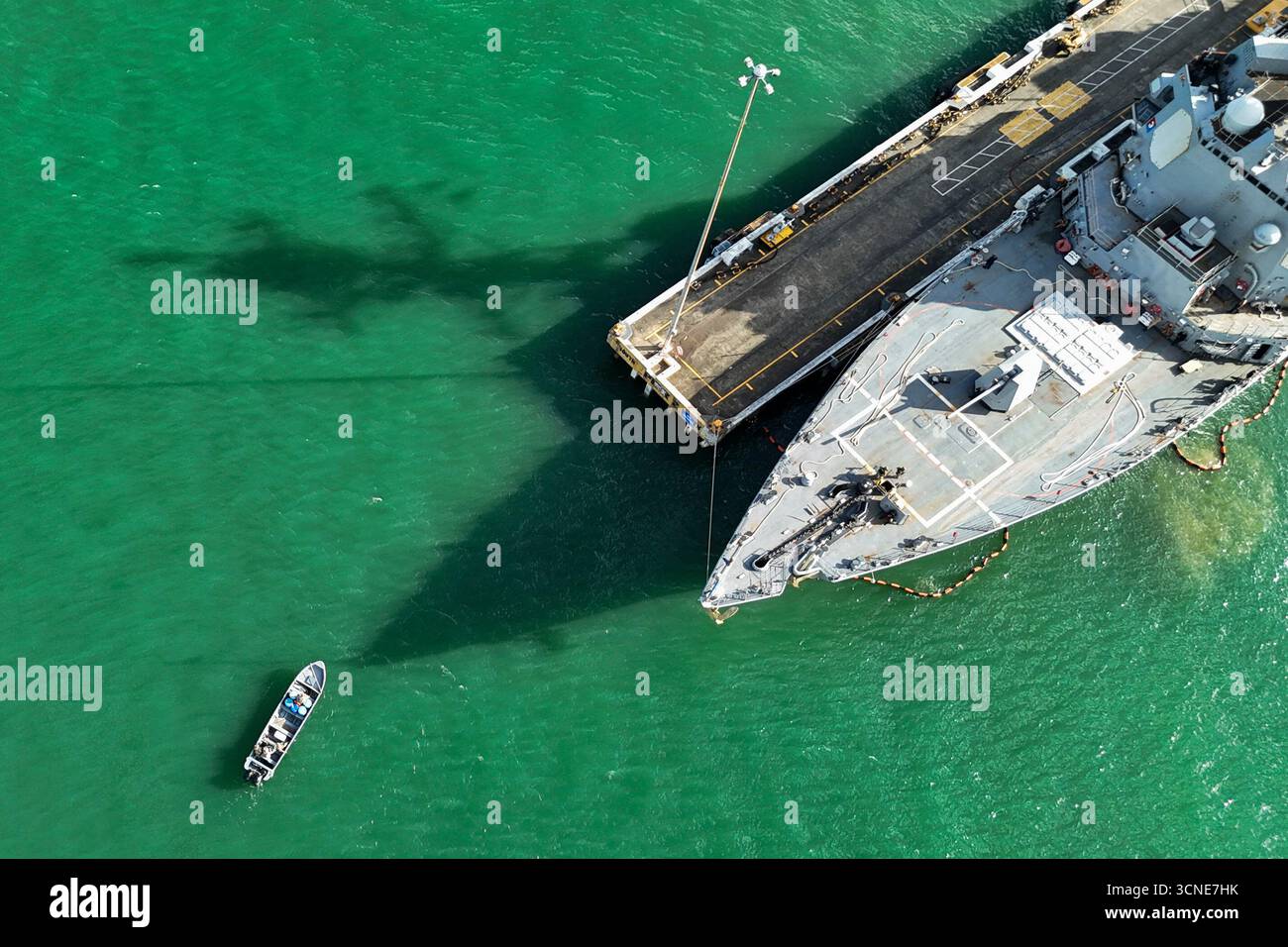The U.S. Navy warship USS Stockdale docks in the Panama Canal at the ...