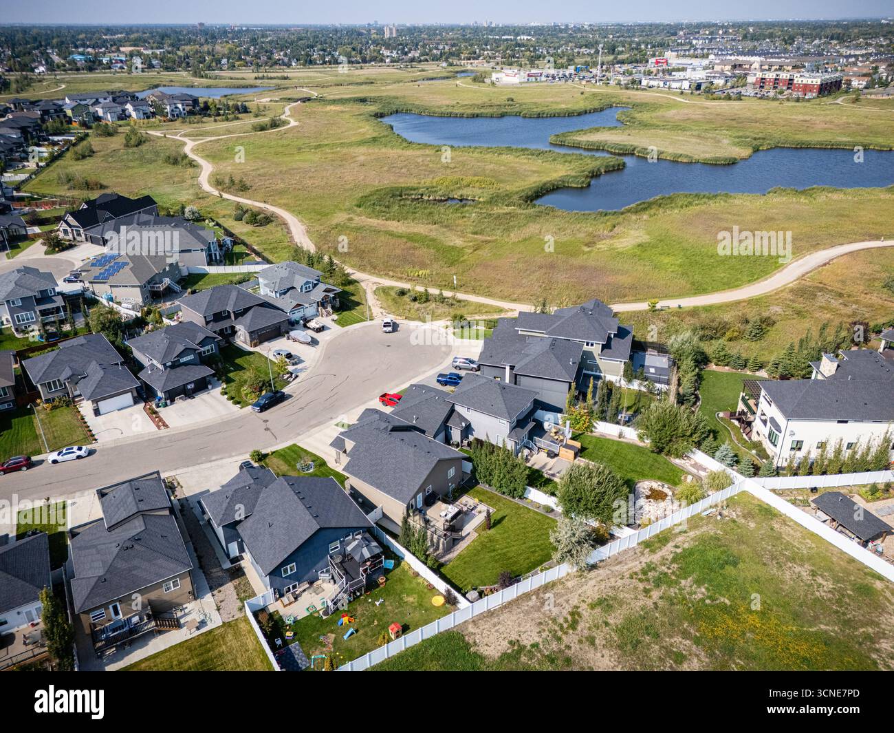 Aerial view of Rosewood in Saskatoon, Saskatchewan, featuring modern ...