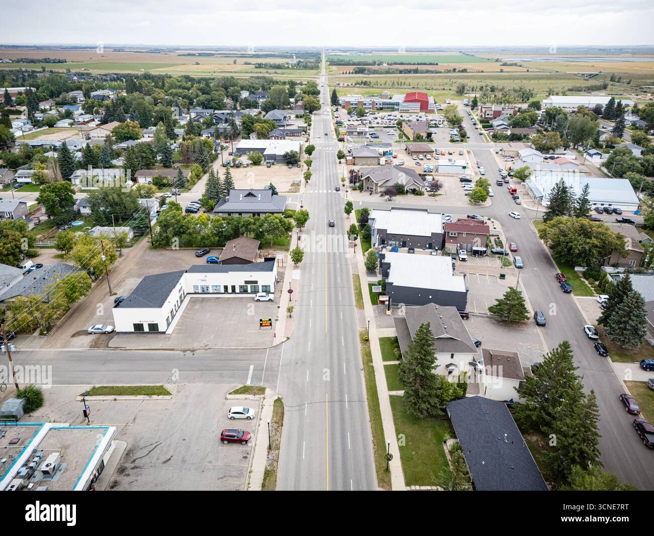 Aerial view of Warman, Saskatchewan, showing residential neighborhoods ...