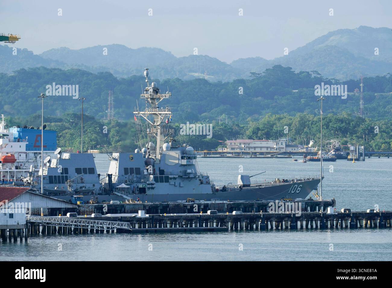The U.S. Navy warship USS Stockdale docks in the Panama Canal at the ...