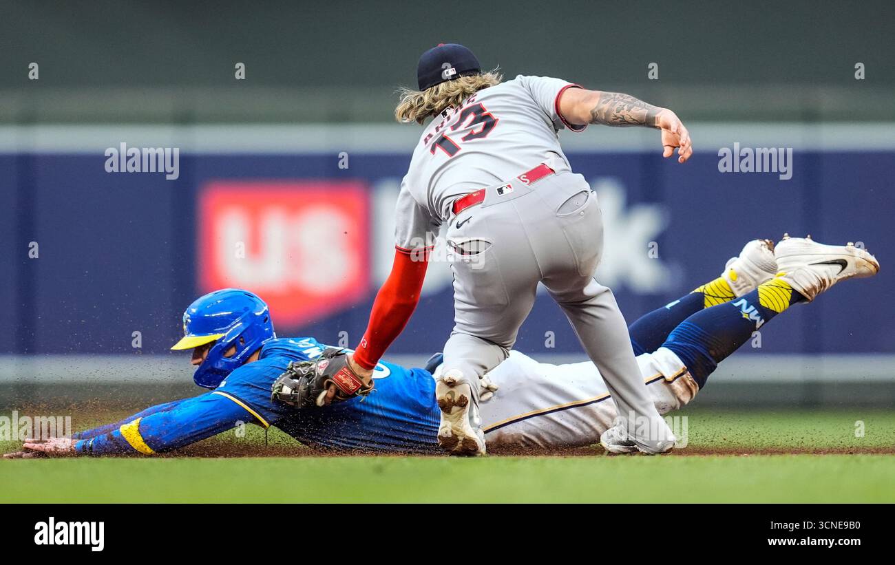 Cleveland Guardians shortstop Gabriel Arias (13) tags out Minnesota ...