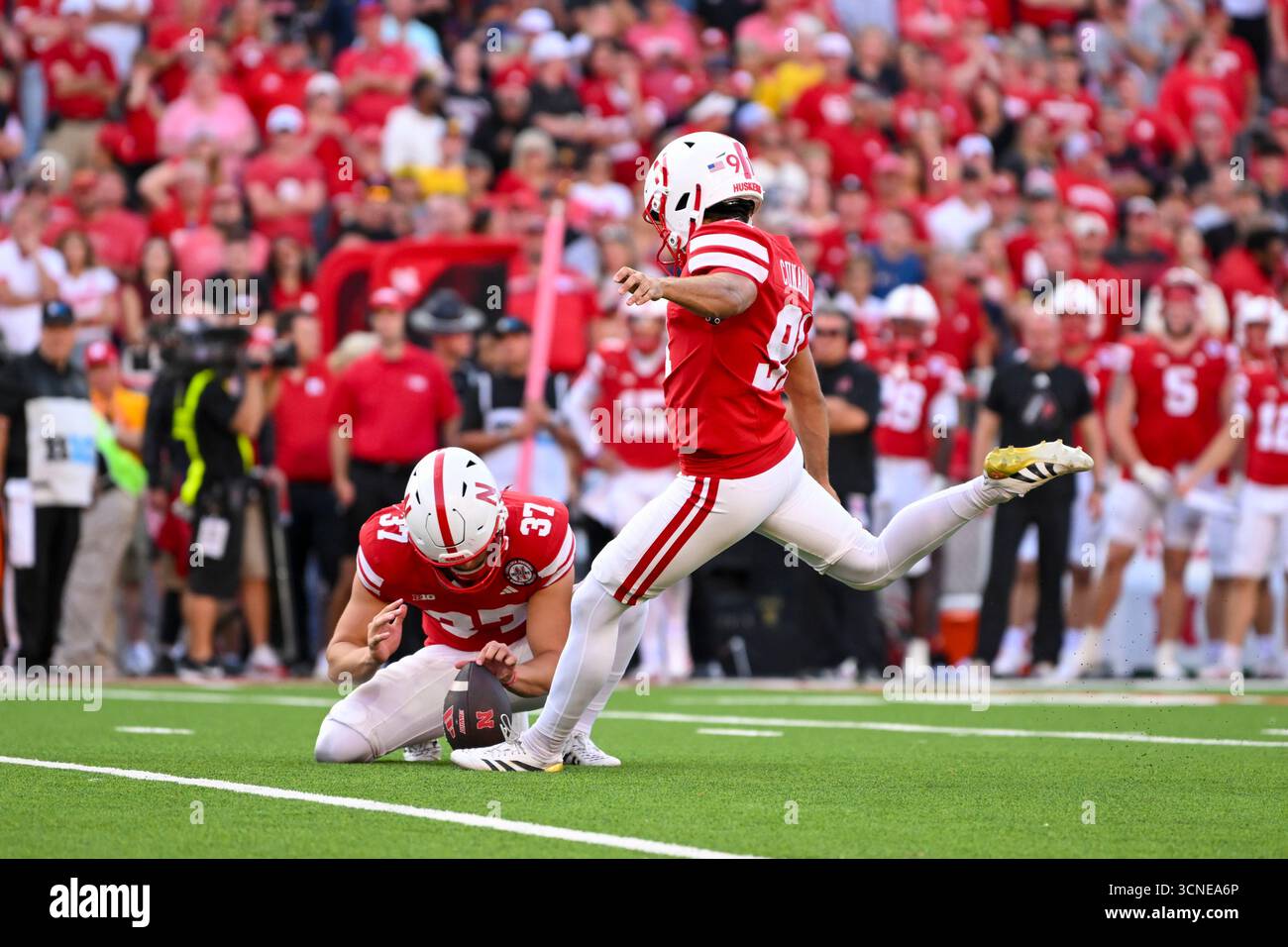 September 20, 2025: Nebraska place kicker Kyle Cunanan (91) during the ...