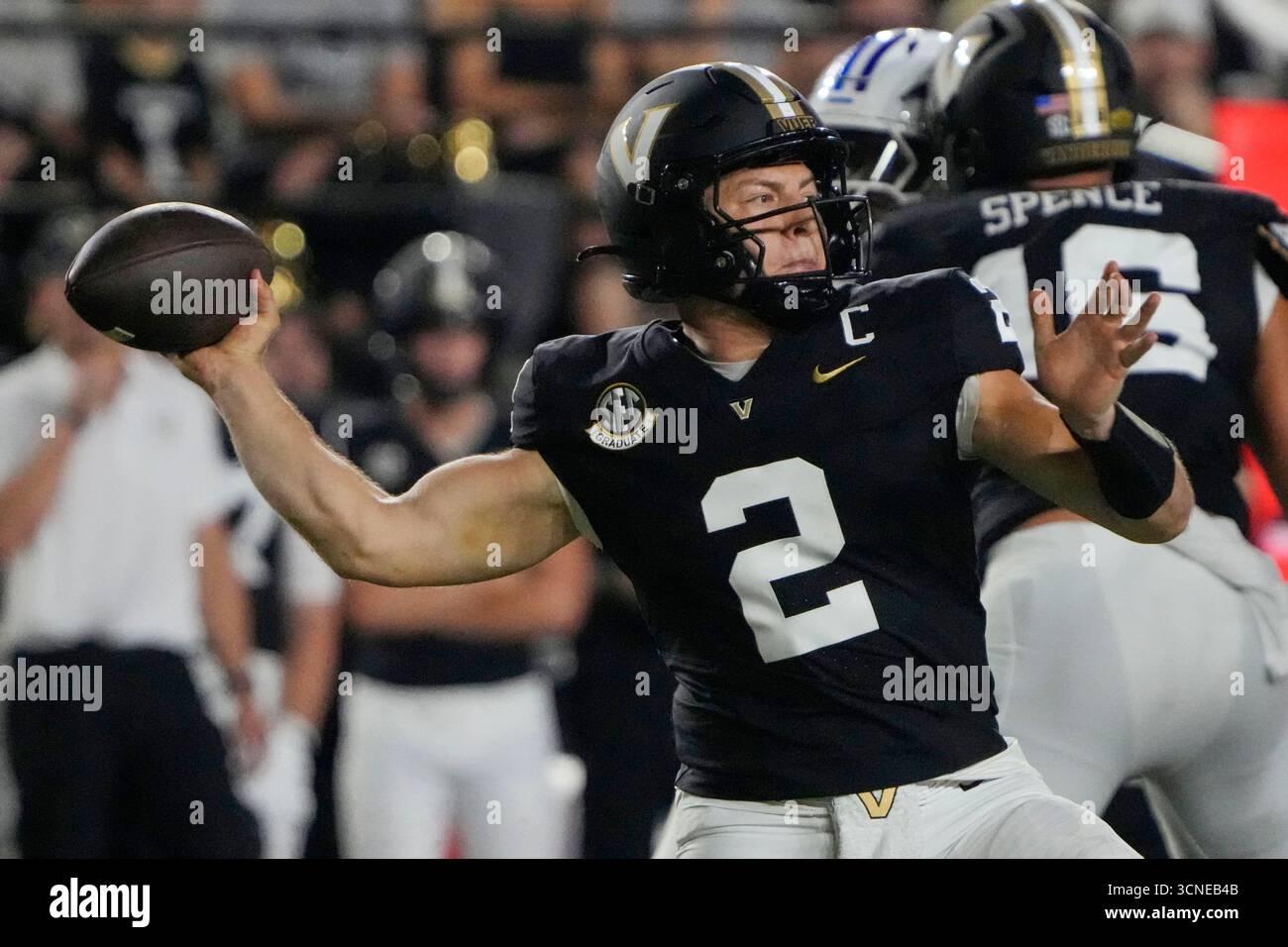 Vanderbilt quarterback Diego Pavia (2) looked to throw a pass during ...