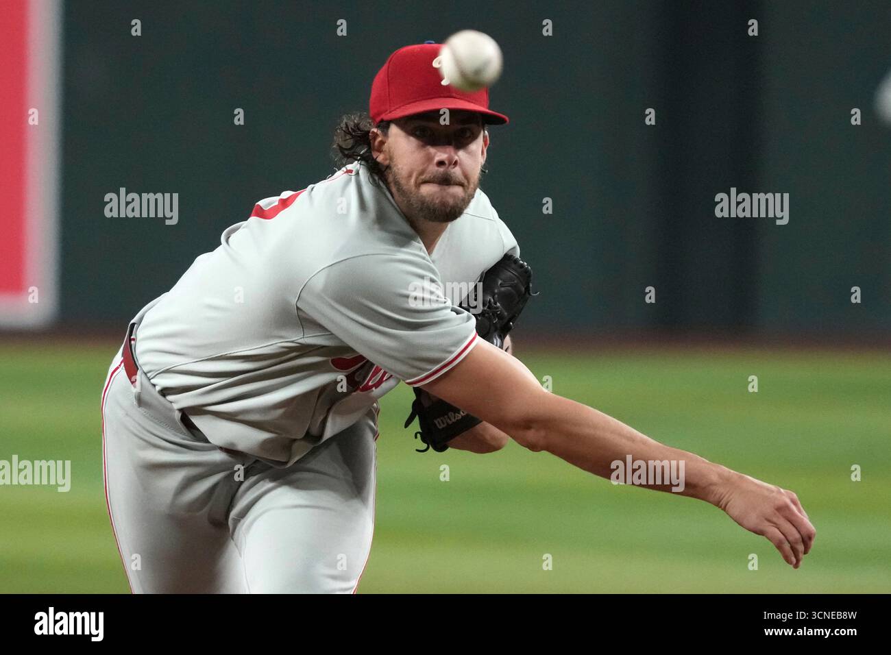 Philadelphia Phillies pitcher Aaron Nola throws against the Arizona ...