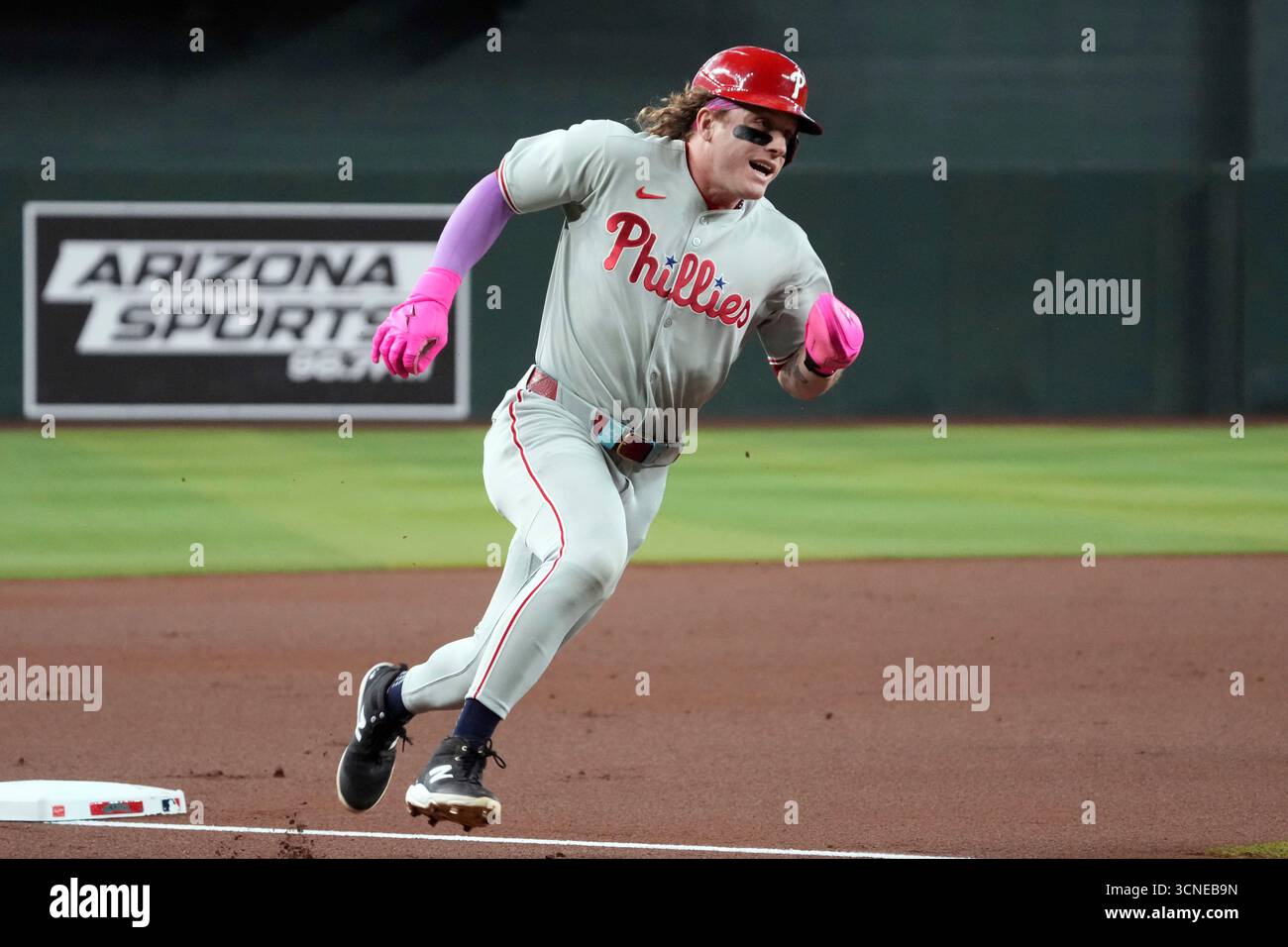Philadelphia Phillies' Harrison Bader runs to score on a hit by Kyle ...