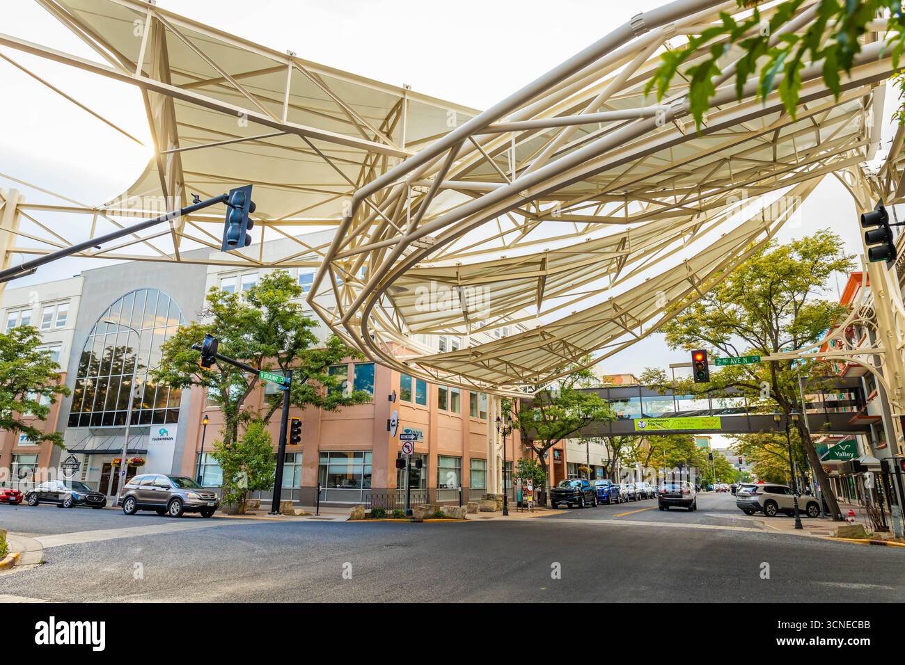 Billings, MT, USA - July 25 2025: A vibrant street view of downtown ...