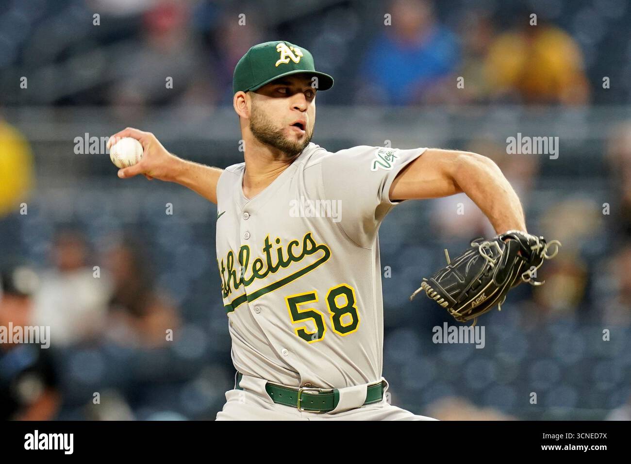 Athletics pitcher Luis Morales delivers during the first inning of a ...