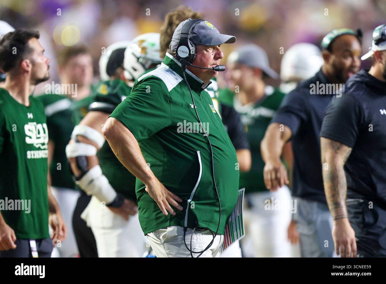 Southeastern Louisiana head coach Frank Scelfo watches his team in the ...