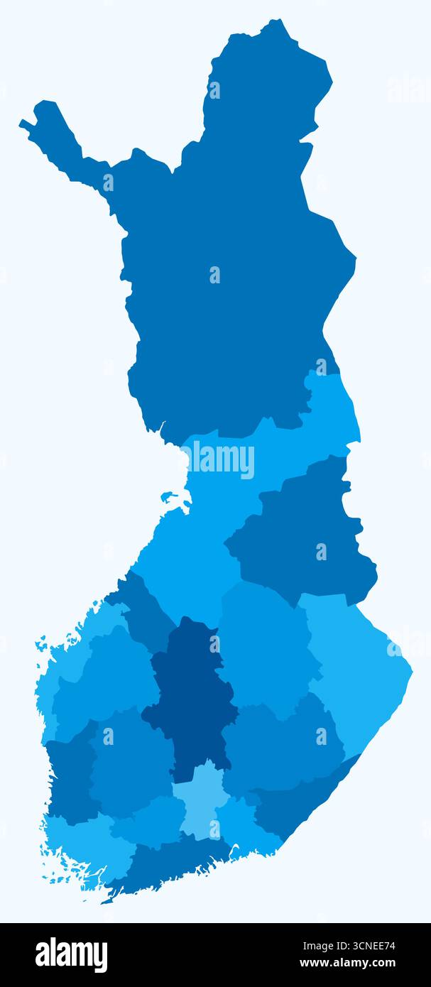 Map of Finland with regions. Just a simple country border map with ...
