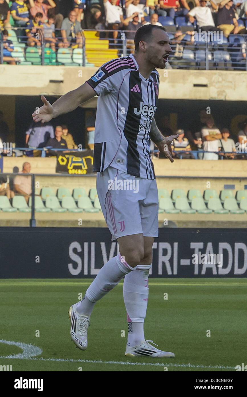 Federico Gatti of Juventus FC gestures during Hellas Verona FC vs Juventus FC, 4° Serie A ...