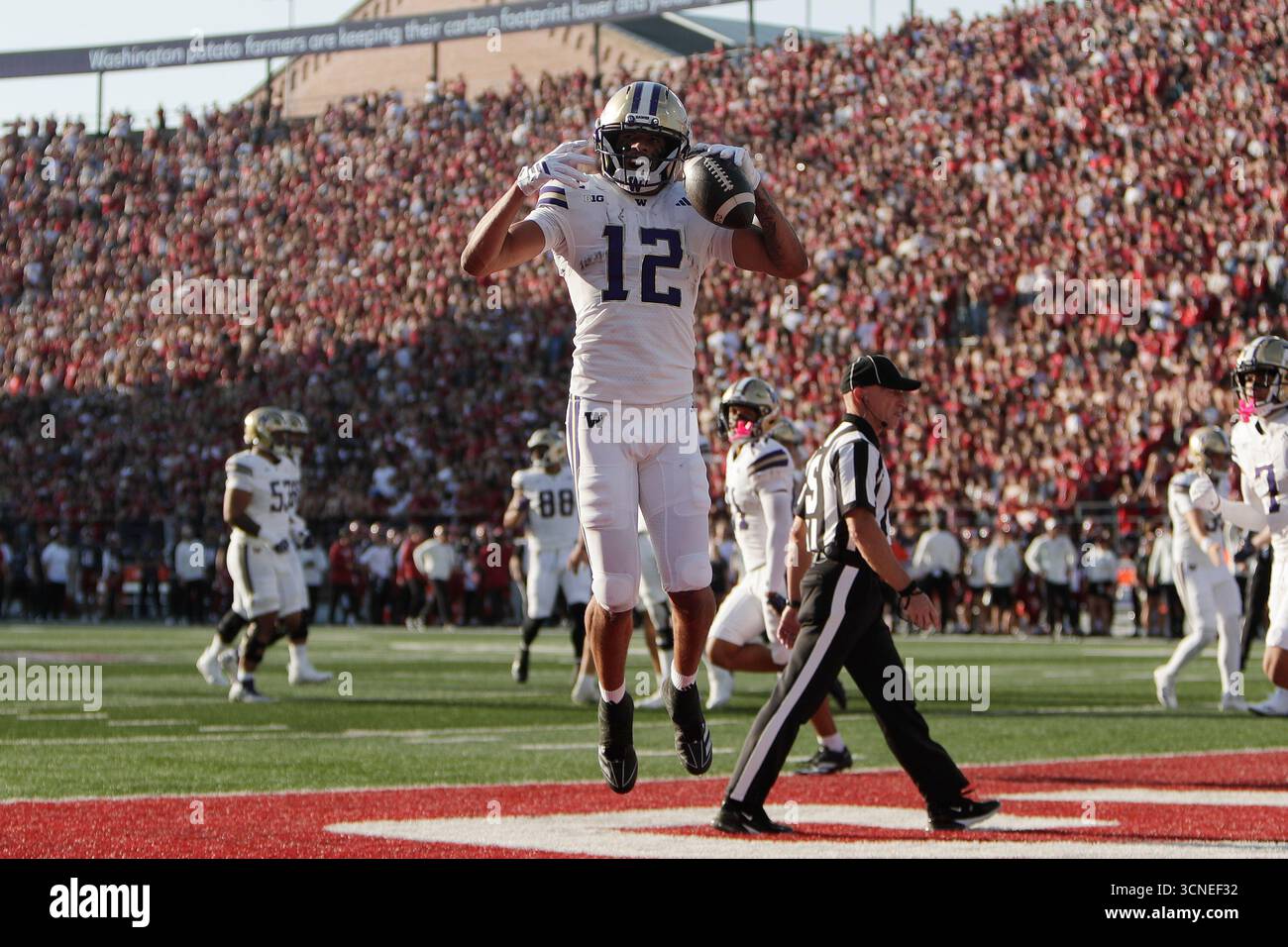 Washington wide receiver Denzel Boston (12) celebrates after his ...