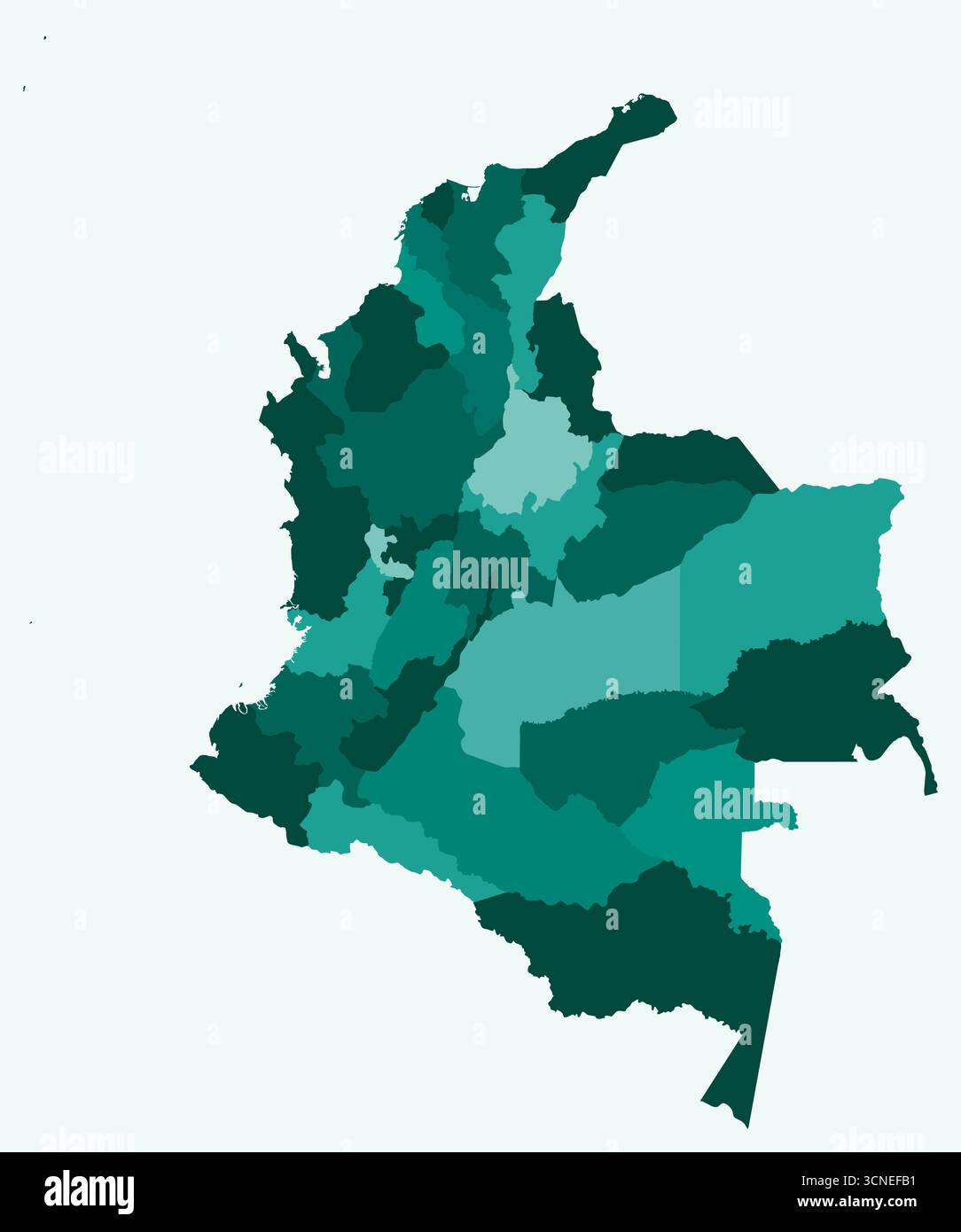 Map of Colombia with regions. Just a simple country border map with ...