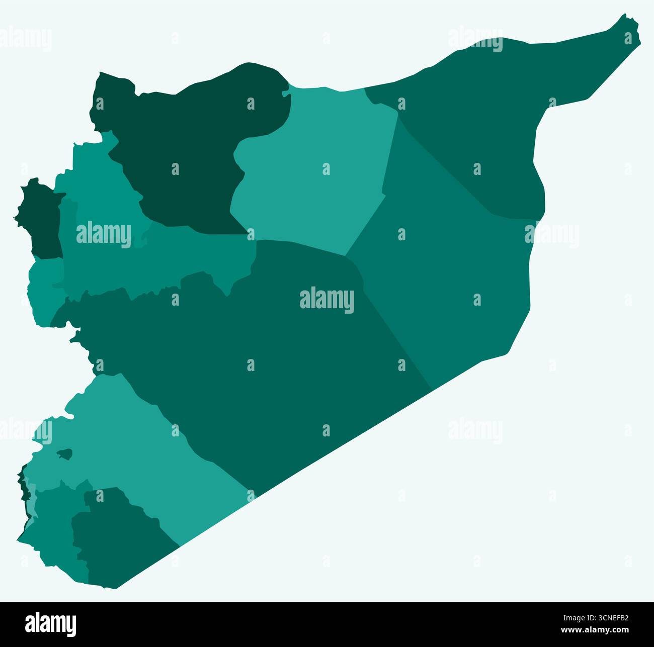 Map of Syria with regions. Just a simple country border map with region ...