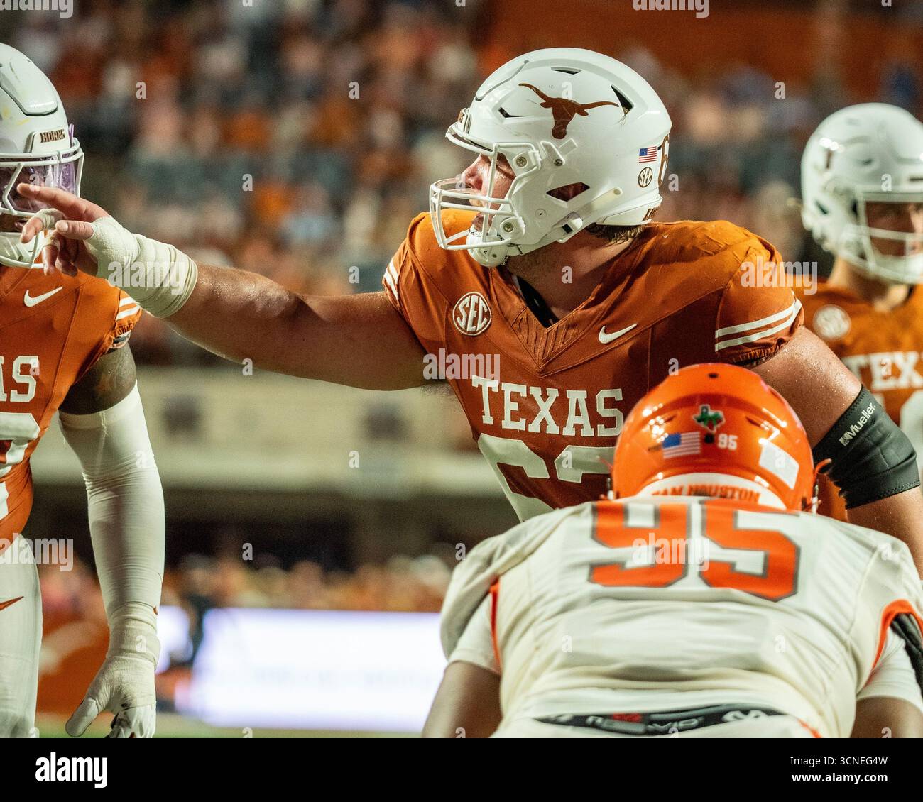 Sept 20, 2025. Connor Robertson (62) of the Texas Longhorns in action ...
