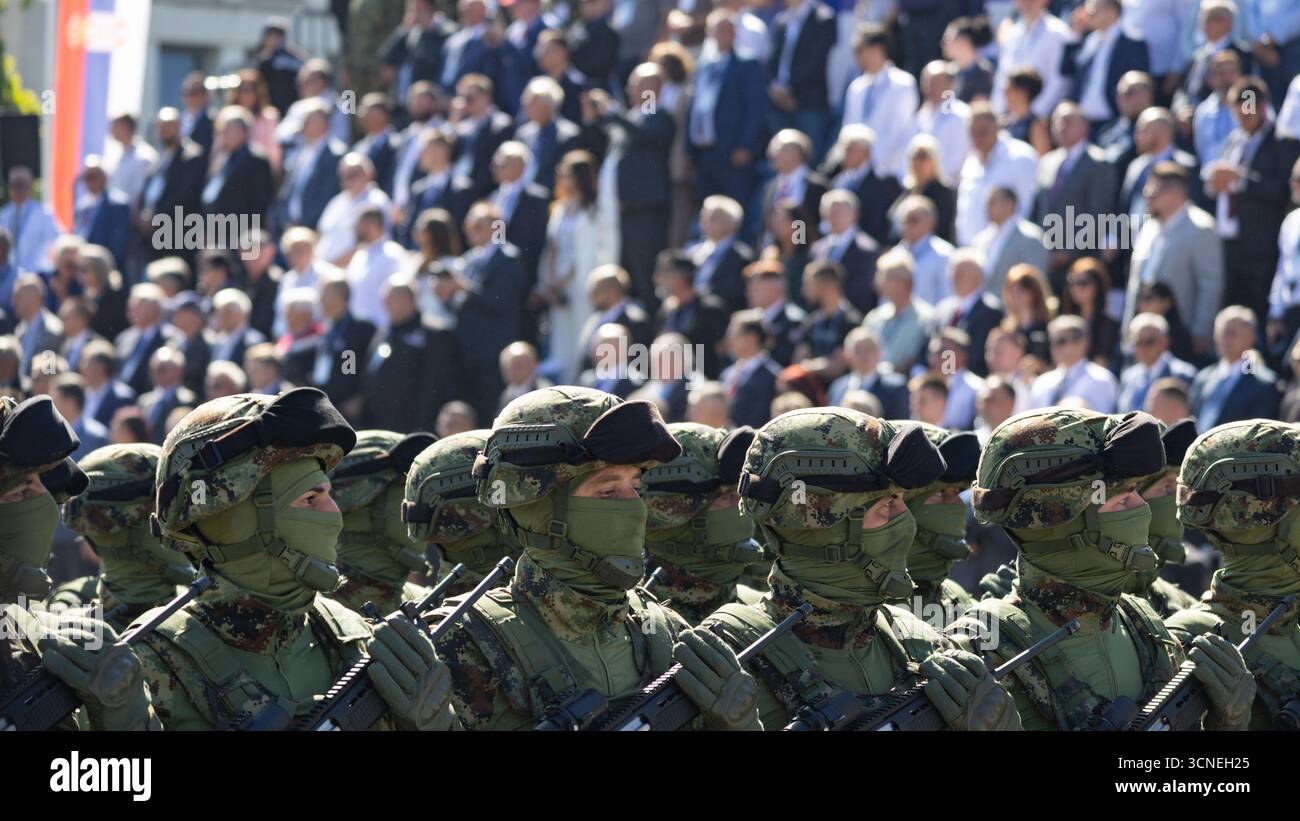 (250921) -- BELGRADE, Sept. 21, 2025 (Xinhua) -- A military parade ...