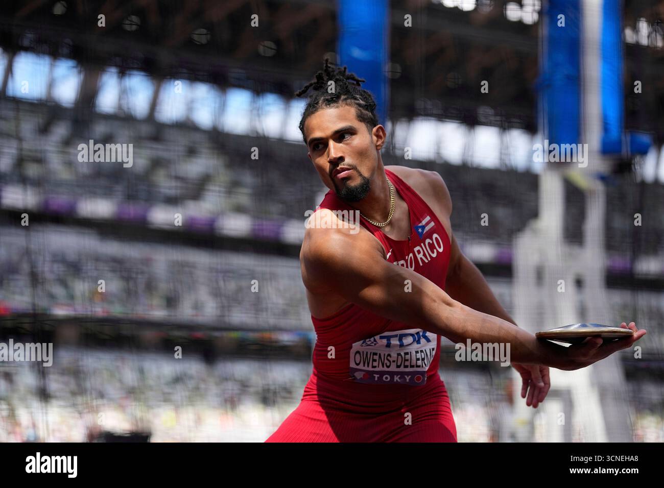 Puerto Rico's Ayden Owens-Delerme makes an attempt in the decathlon ...