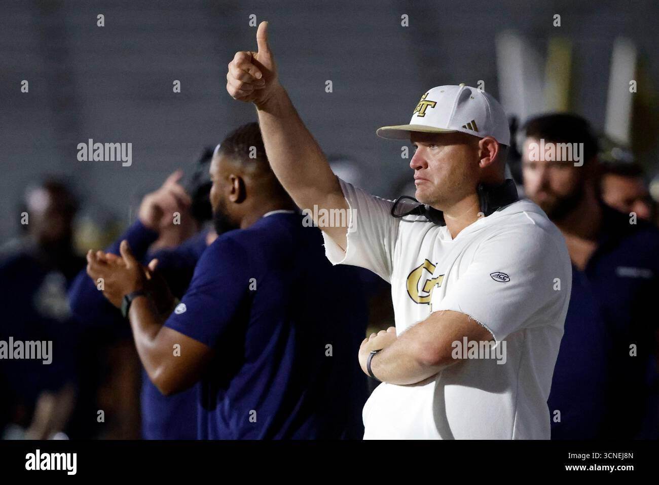 Georgia Tech head coach Brent Key reacts after a score during the ...