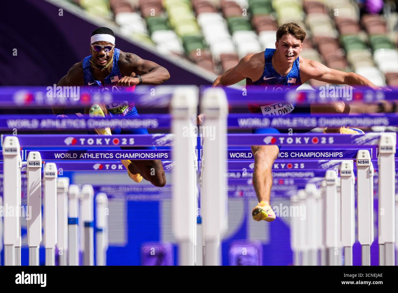 250921 Kyle Garland and Heath Baldwin of USA compete in men's decathlon ...