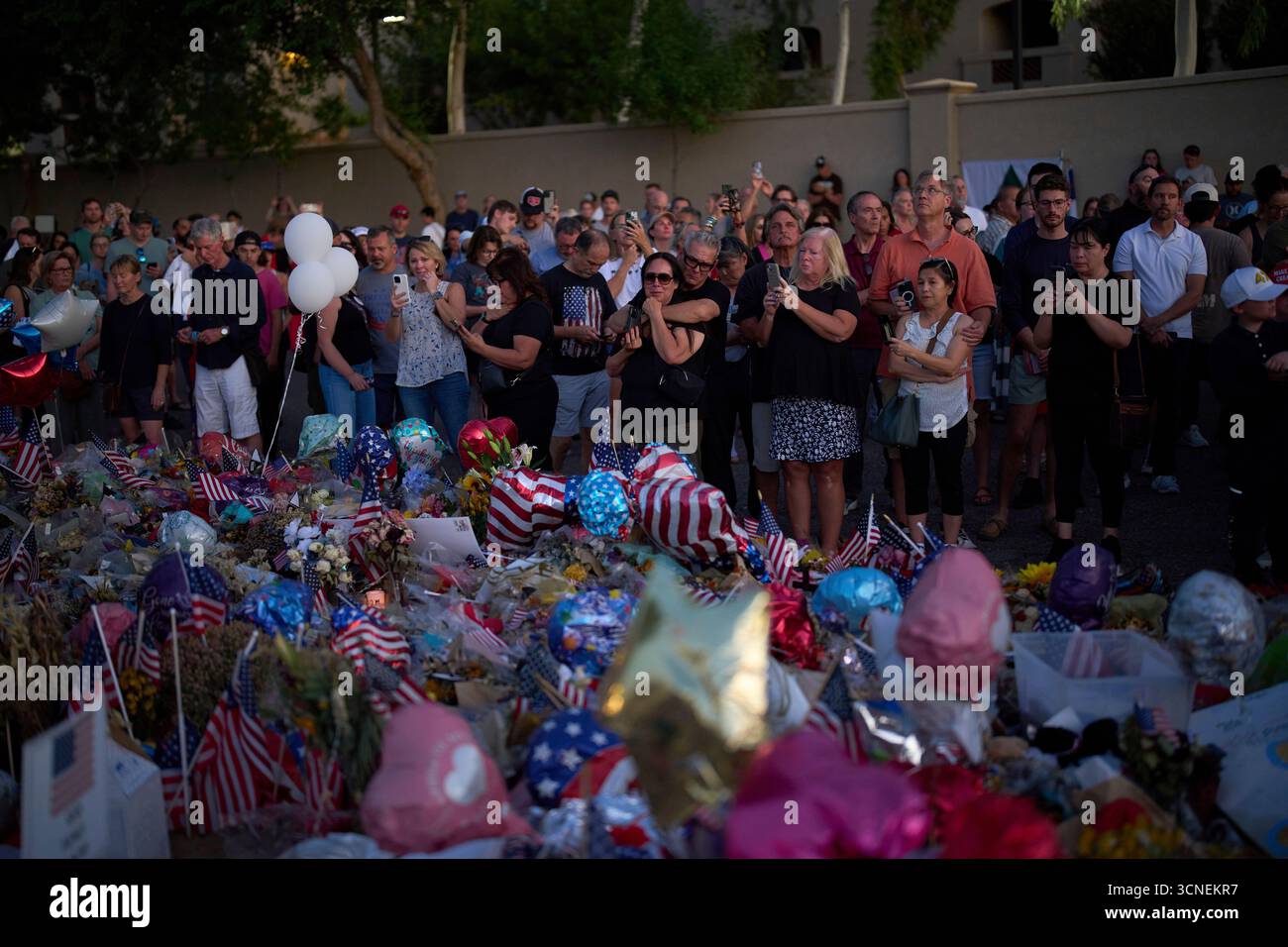 People visit a makeshift memorial for Charlie Kirk outside Turning ...