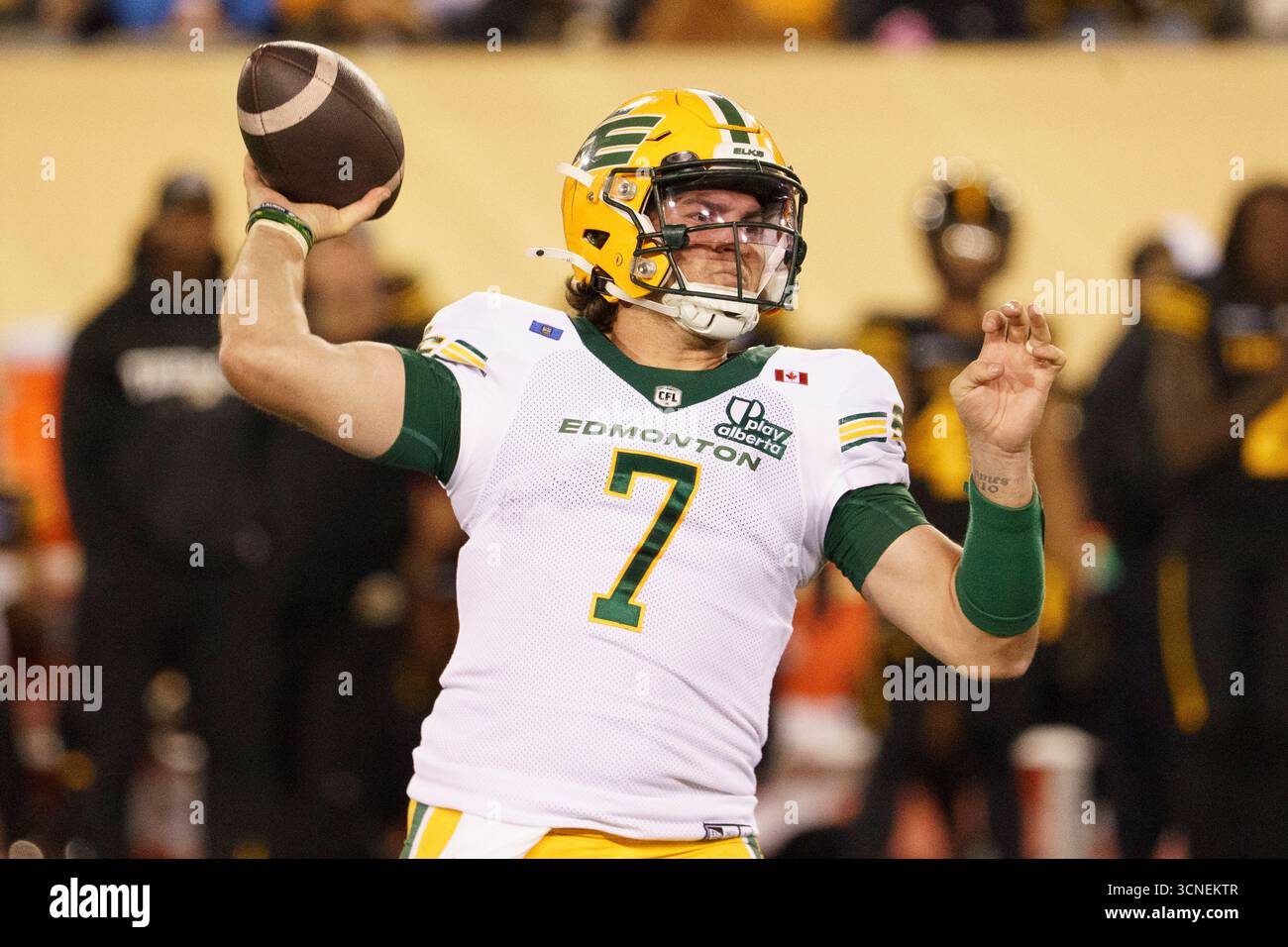 Edmonton Elks quarterback Cody Fajardo (7)during CFL football game ...