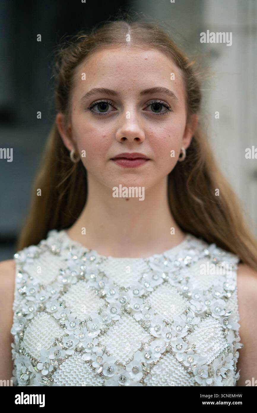 Evie Templeton arrives at the Richard Quinn show during London Fashion ...