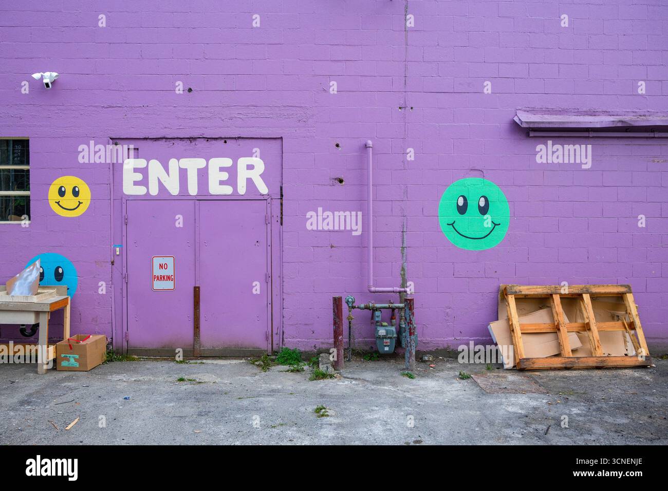 A colourful back alley & loading zone in Strathcona, East Vancouver, BC ...