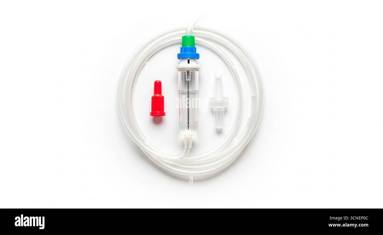 Medical photograph of a sterile intravenous cannula placed on a clean ...
