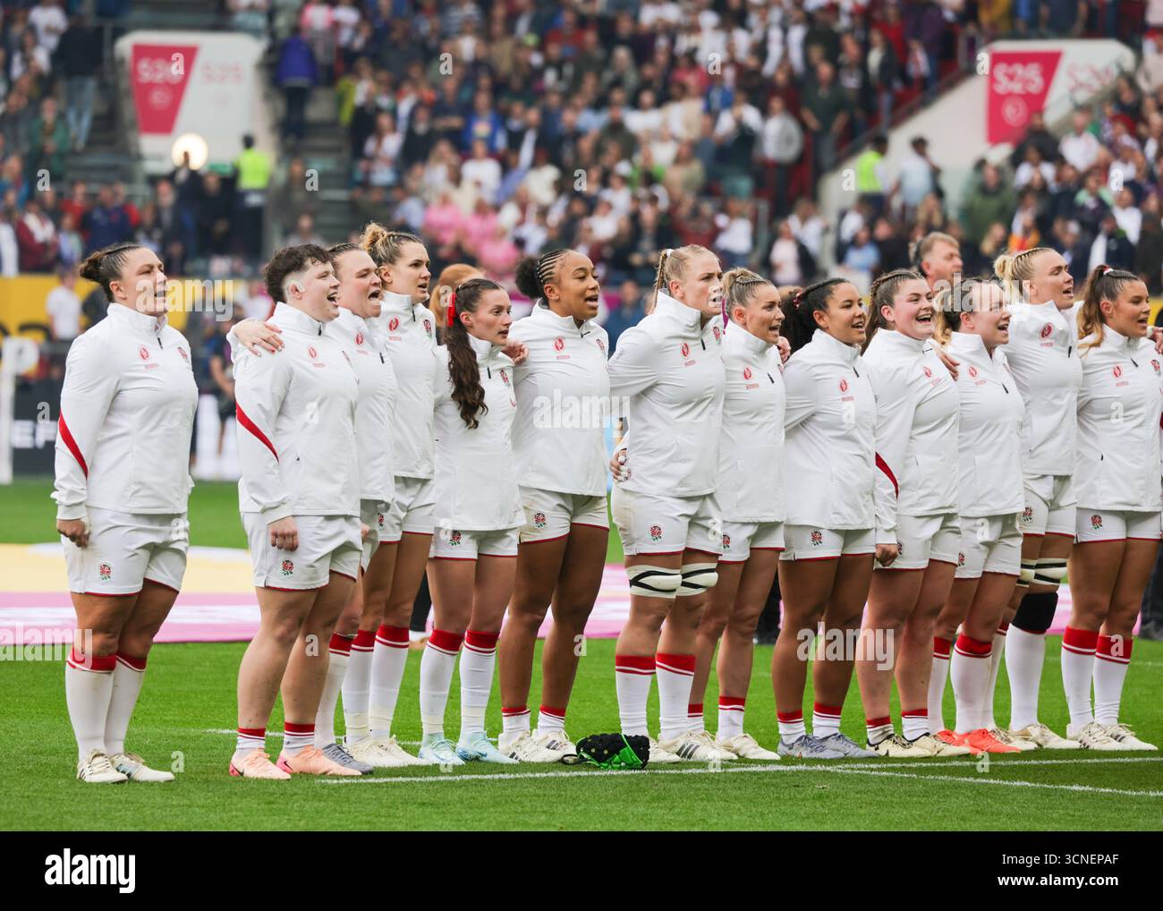 Bristol, UK. 20th September 2025. Red Roses during anthems before the France v England Semi ...
