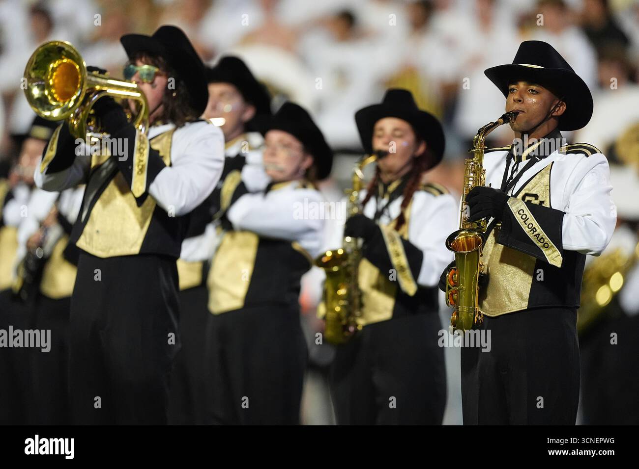 The UNiversity of Colorado marching band performs before an NCAA ...
