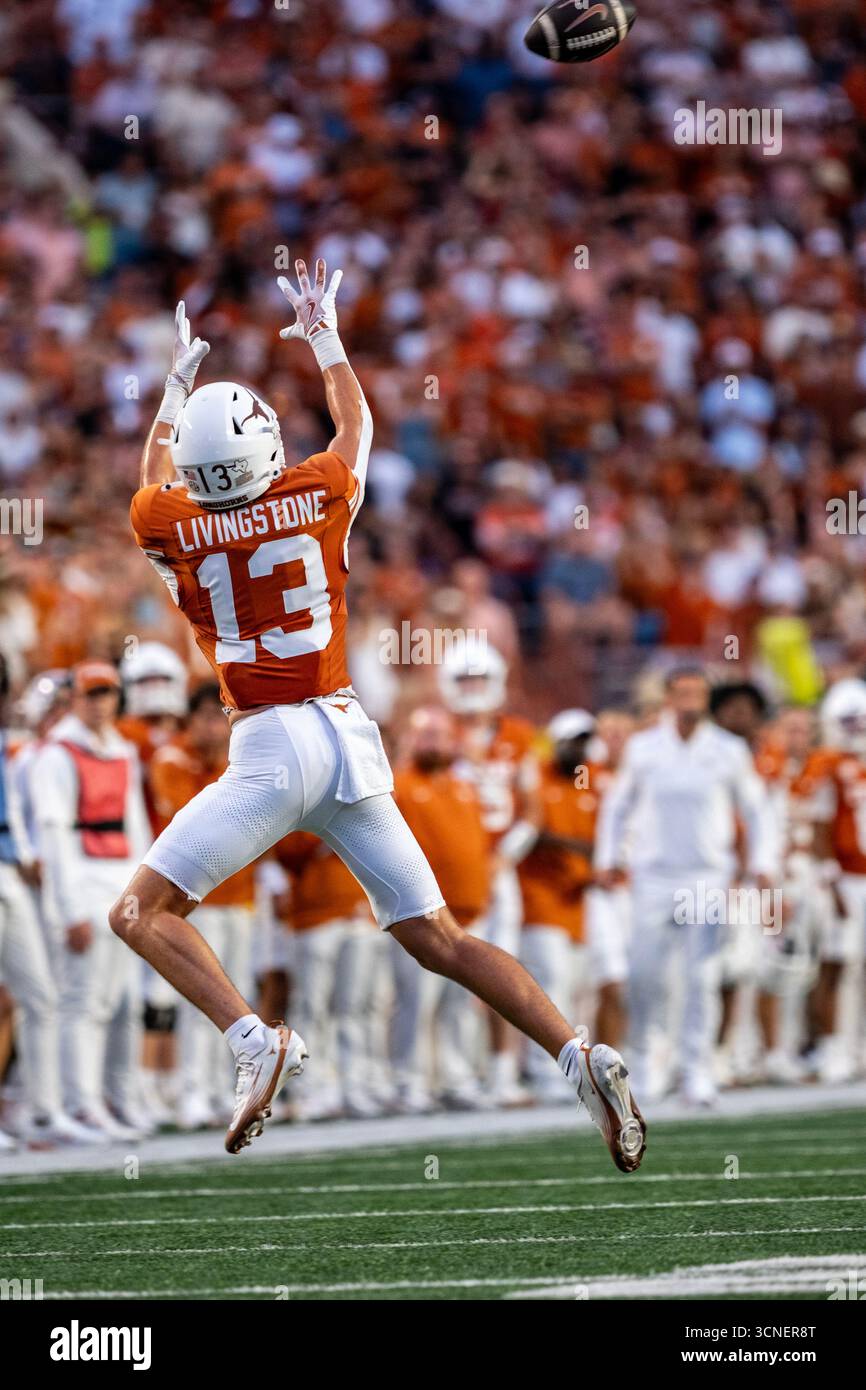 Sept 20, 2025. Parker Livingstone (13) of the Texas Longhorns in action ...