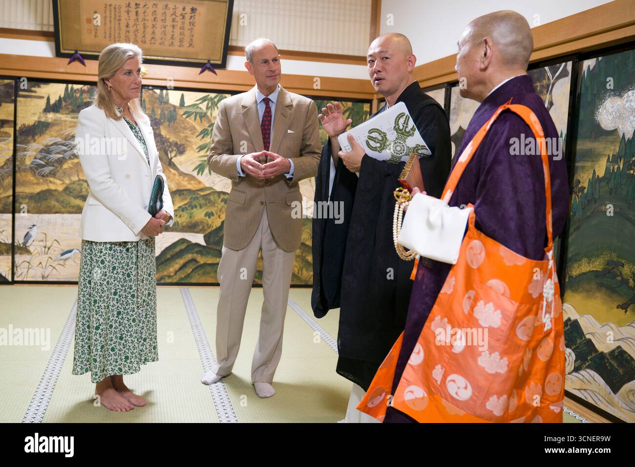 The Duke and Duchess of Edinburgh during a visit to Sojiin Temple in ...