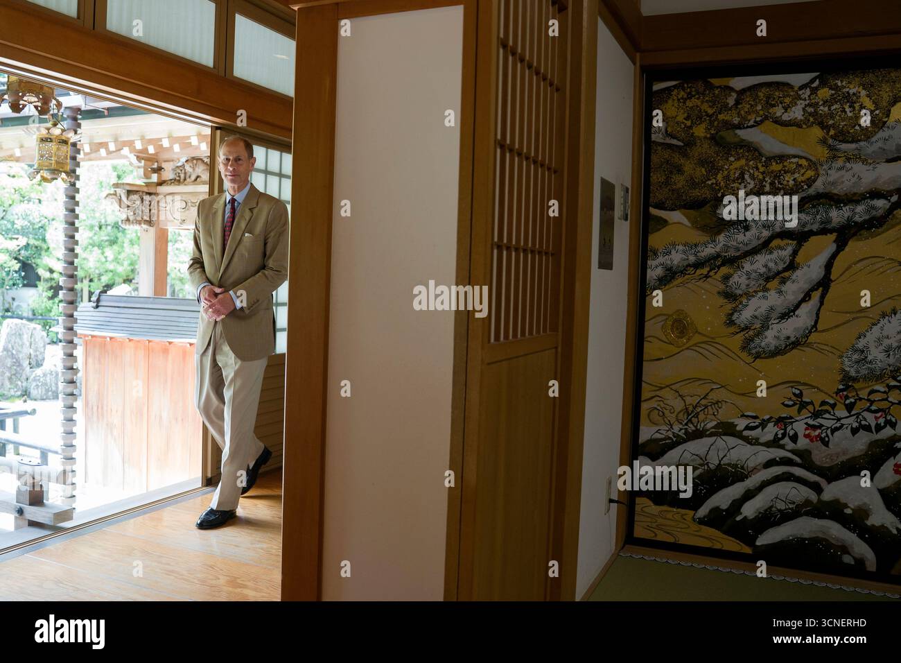 The Duke of Edinburgh during a visit to Sojiin Temple in Koyasan, a ...