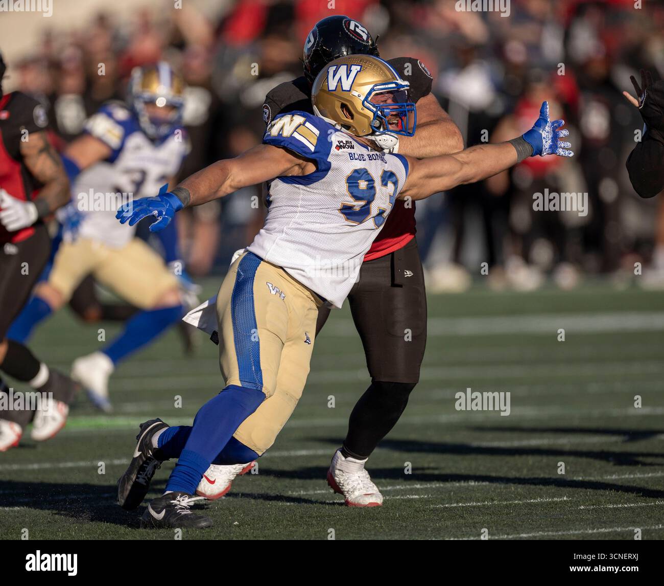 Ottawa, Canada. 20 Sep 2025. James VAUGHTERS (93) of the Winnipeg Blue ...