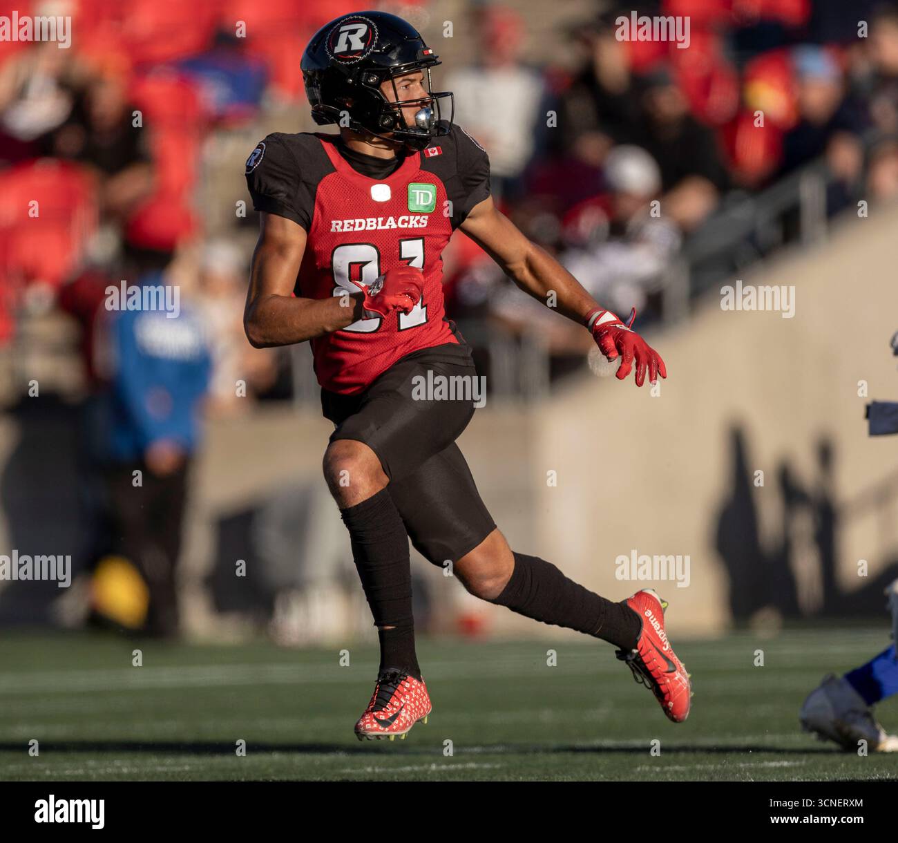 Ottawa, Canada. 20 Sep 2025. Keelan WHITE (81) of the Ottawa Redblacks ...