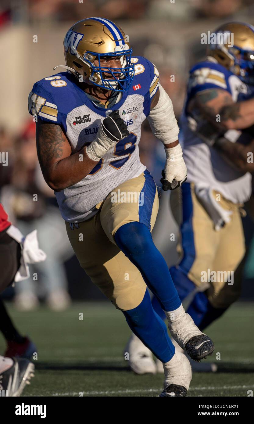 Ottawa, Canada. 20 Sep 2025. Kendall RANDOLPH (69) of the Winnipeg Blue ...