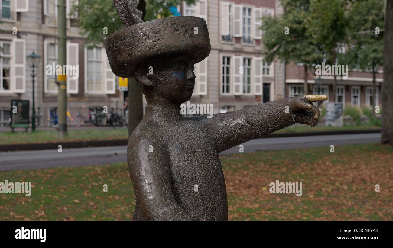 THE HAGUE, NETHERLANDS - SEPTEMBER 14, 2025 - Jantje bronze statue ...