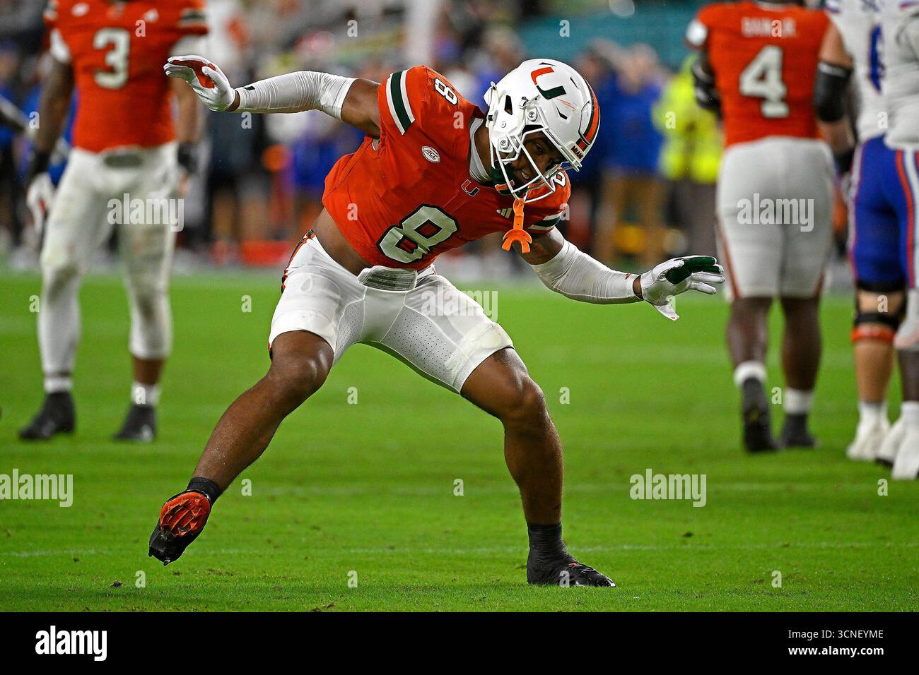 MIAMI GARDENS, FL - SEPTEMBER 20: Miami defensive back Jakobe Thomas (8 ...
