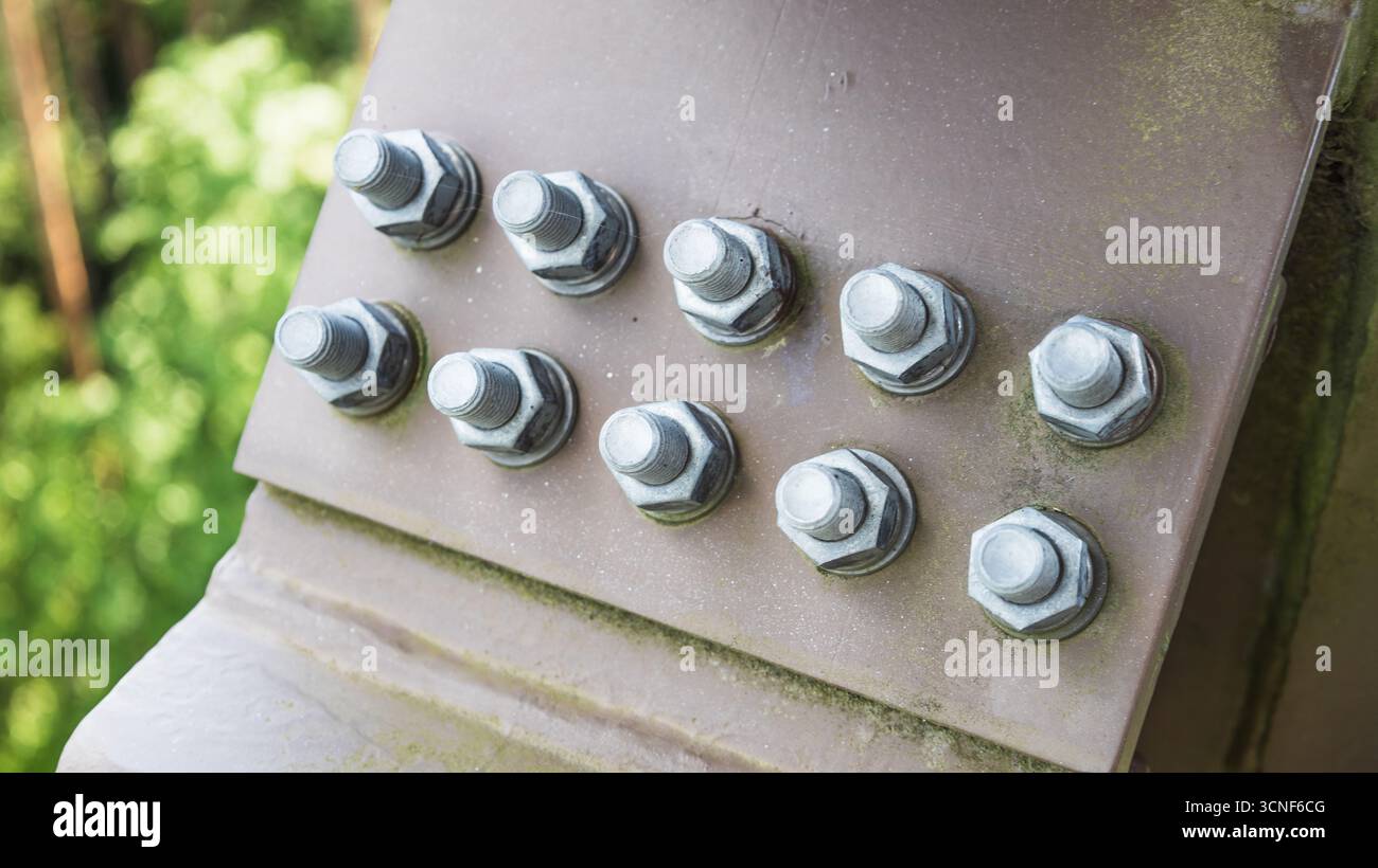 Galvanized Hex Bolts on Structural Steel Beam Connection Stock Photo ...