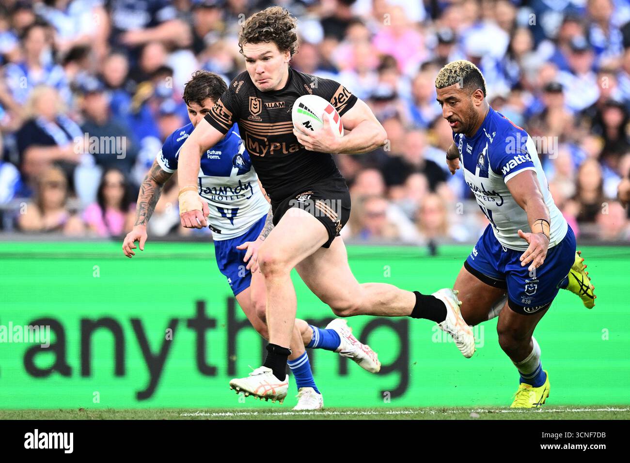 Liam Martin of the Panthers makes a break during the NRL Semi-Final ...