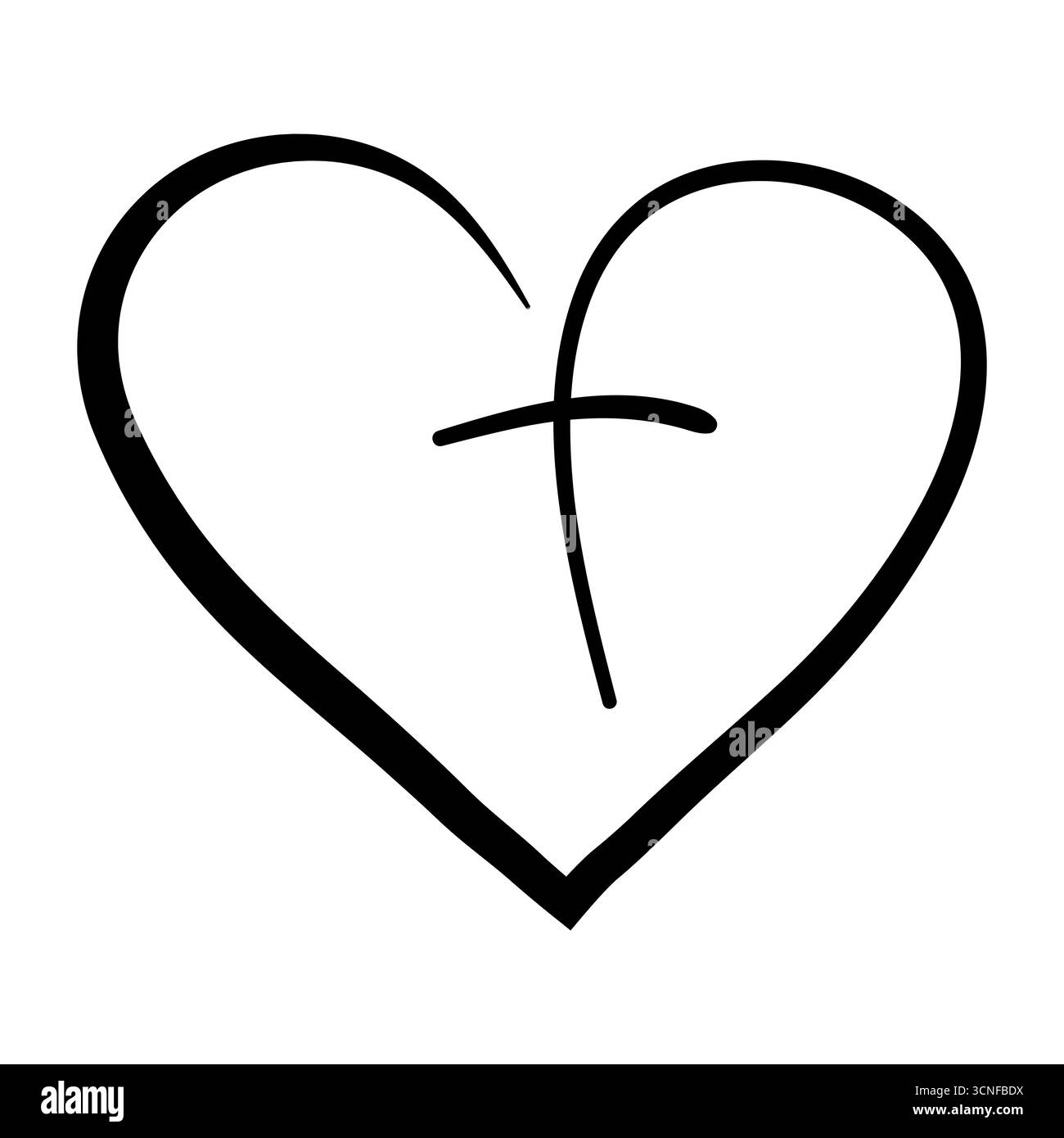 Heart and cross symbol of love, faith, spiritual devotion Stock Vector ...