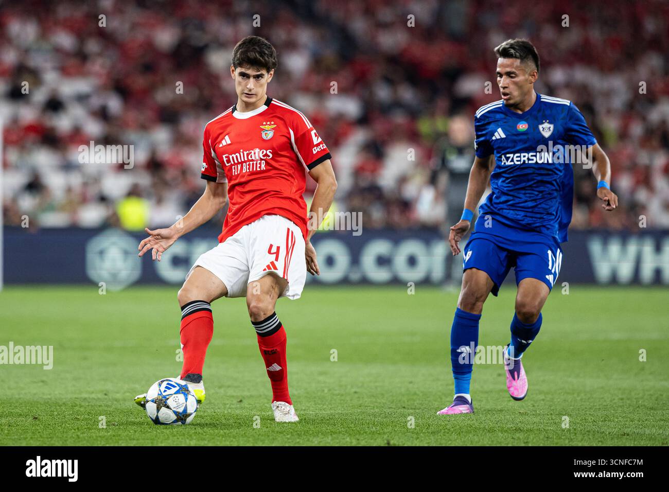 Antonio Silva of SL Benfica and Camilo Duran of Qarabag FK seen in action during the UEFA ...