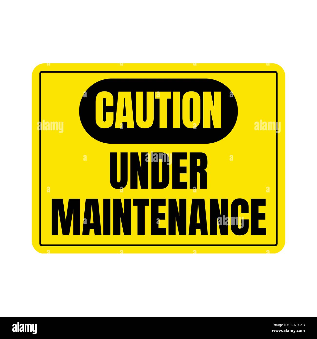 Caution under maintenance sign Stock Photo - Alamy