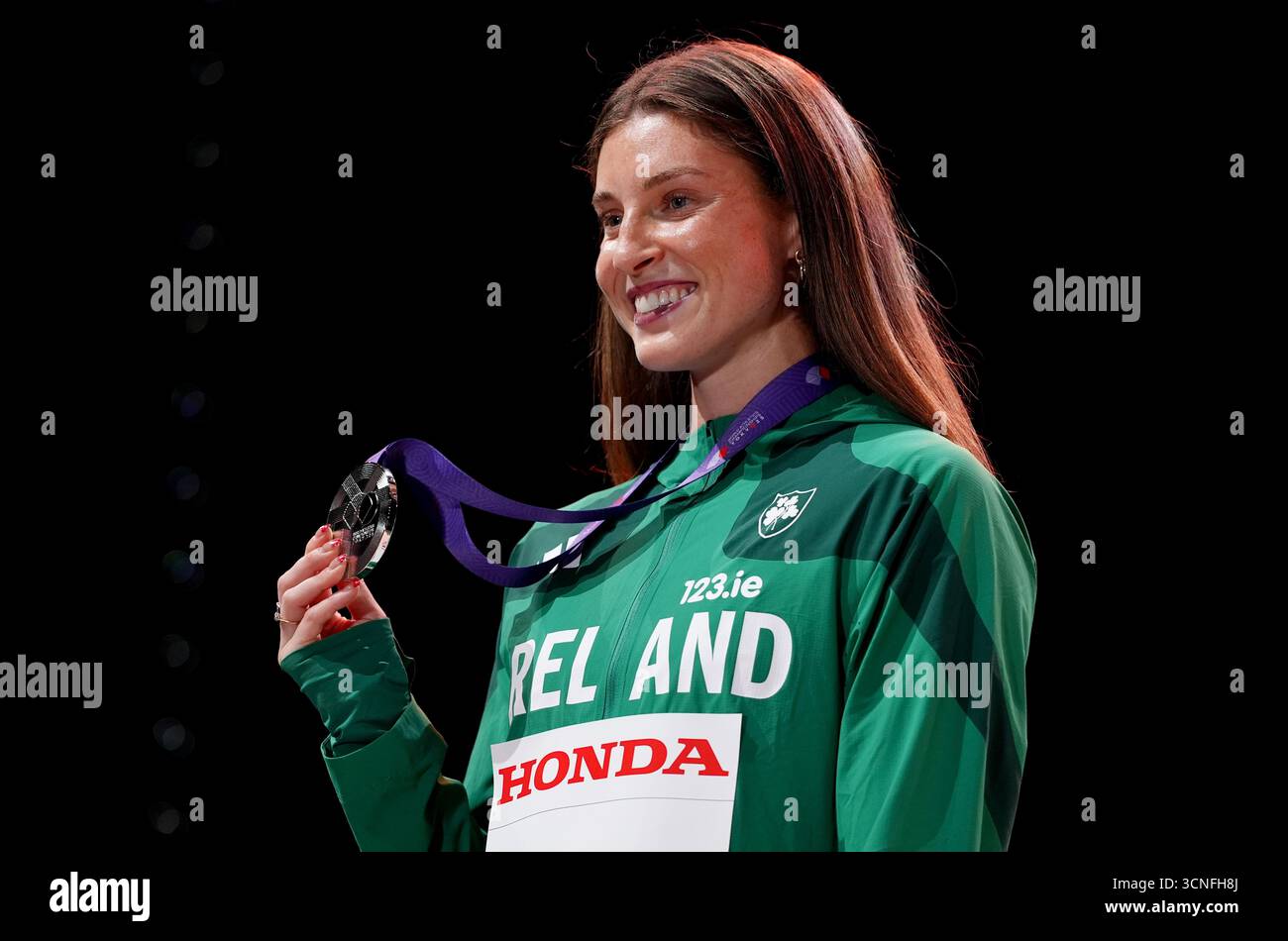 Ireland's Kate O'Connor on the podium after winning the silver medal ...